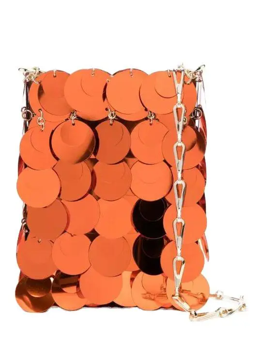 Rabanne Mini Sparkle Crossbody Bag - Orange