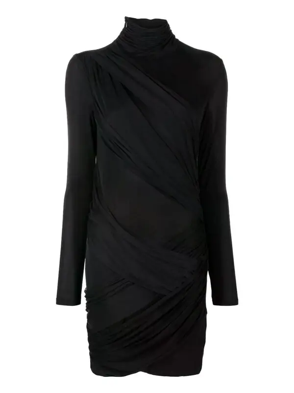 Gauge81 Kores Roll-neck Draped Minidress - Black