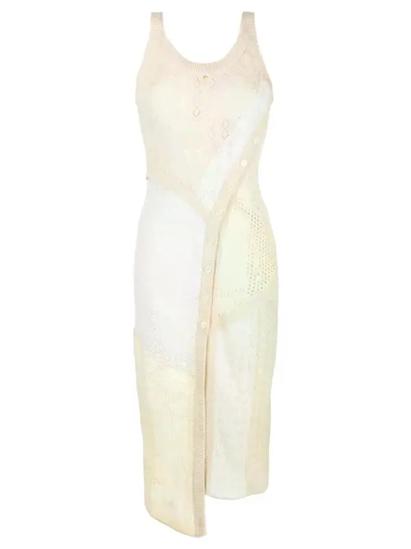 MARINE SERRE Regenerated Crochet Midi Dress - Neutrals