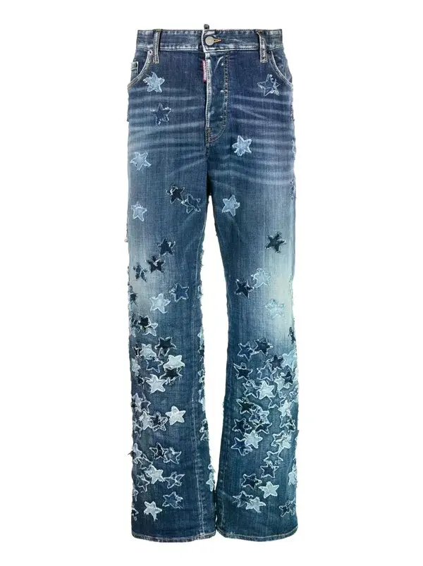 Dsquared2 Star-motif Patchwork Jeans - Blue