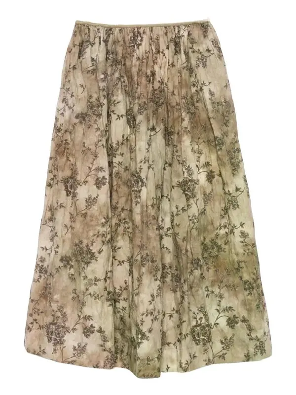 UMA WANG Gillian Floral Print Midi Skirt - Neutrals