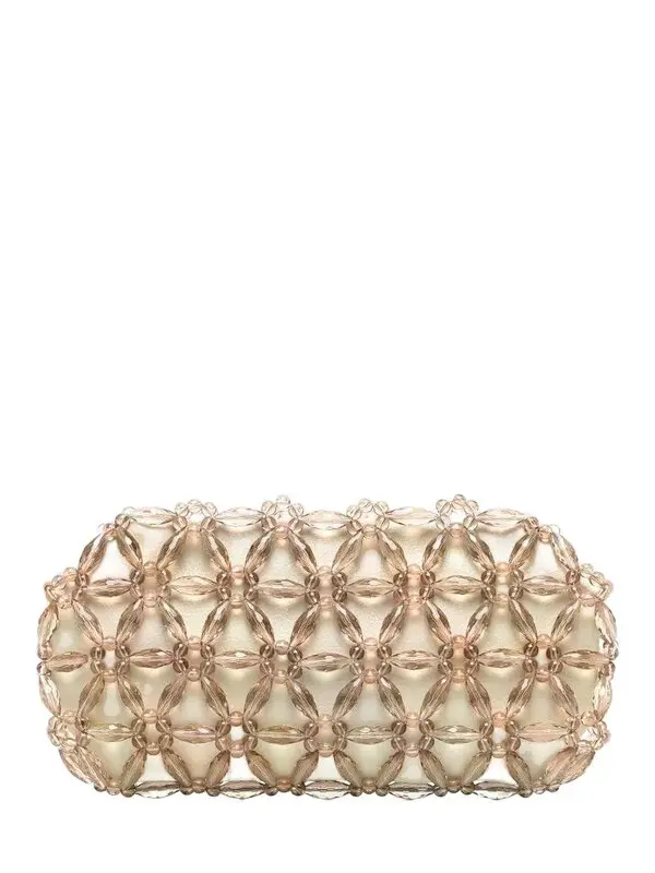 0711 TBILISI Faceted-bead Embellished Clutch Bag - Brown