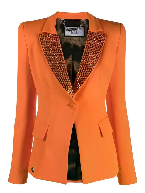 Philipp Plein Fitted Single-breasted Blazer - Orange