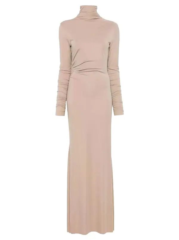 A.M.G. Ruched Maxi Dress - Brown