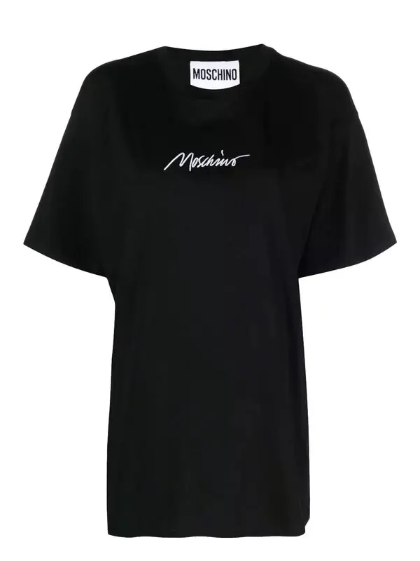Moschino Logo-embroidered Cotton T-shirt - Black