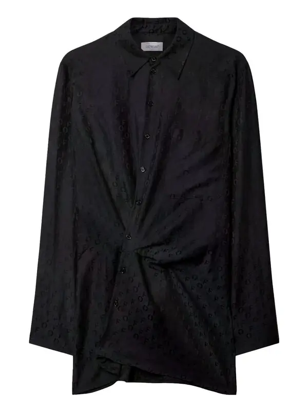 Off-White Off Jacquard Twisted Shirtdress - Black