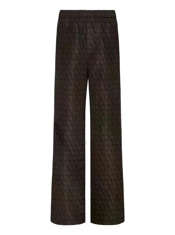Valentino Garavani Monogram-print Drawstring Trousers - Brown