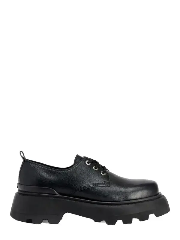 AMI Paris Leather Lace-up Loafers - Black