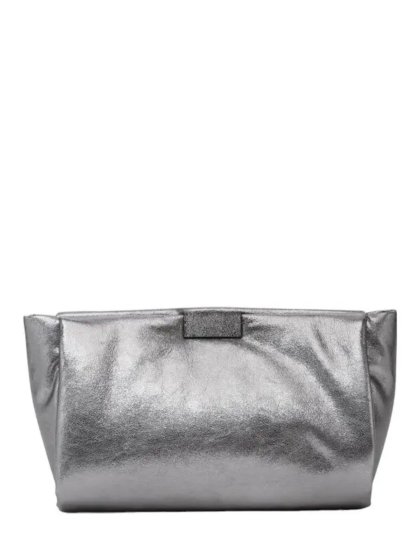 Brunello Cucinelli Lamé Calfskin Clutch Bag - Silver