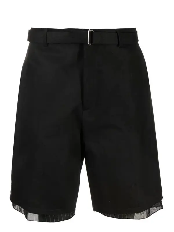 LANVIN Contrast-trim Cotton Bermuda Shorts - Black