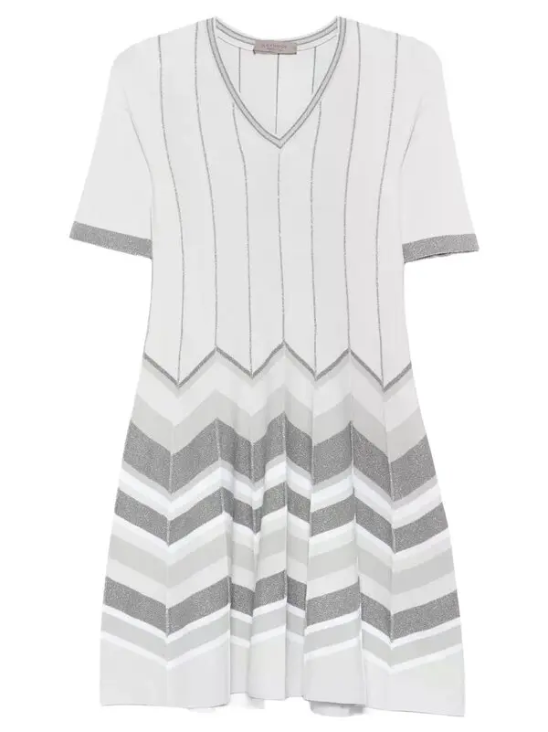 D.exterior Chevron Knit Mini Dress - Grey