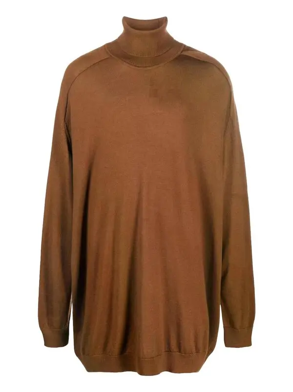 SOCIETE ANONYME Roll-neck Longline Wool Jumper - Brown