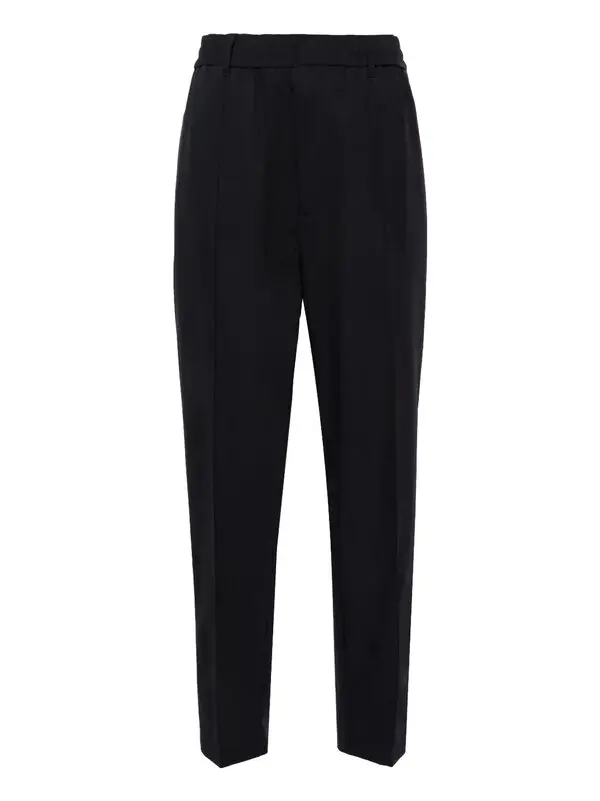 Emporio Armani Elasticated-waist Tapered-leg Trousers - Blue