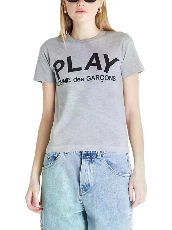 Play Comme Des Garcon Logo-print T-shirt - Grey