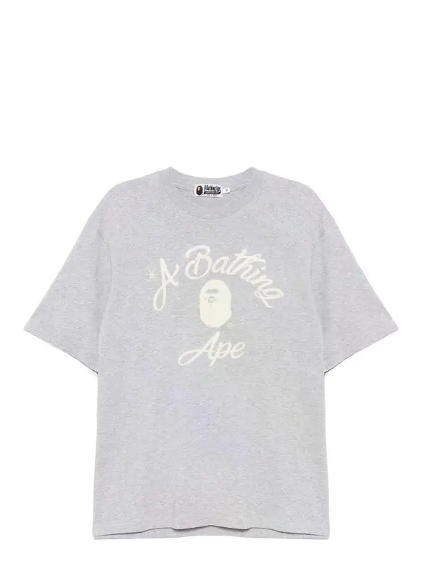 A BATHING APE Chain Stitch College T-shirt - Grey