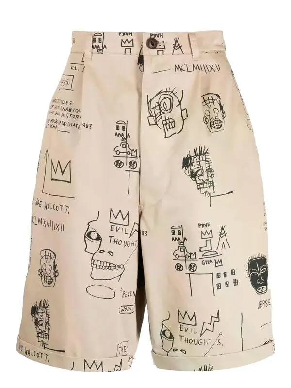 Junya Watanabe Basquiat-style Chino Shorts - Brown