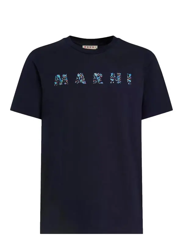 Marni Logo-print Cotton T-shirt - Blue