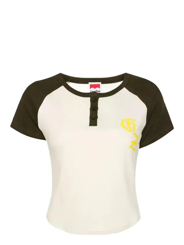 GROUND ZERO Logo-print Ribbed T-shirt - Neutrals