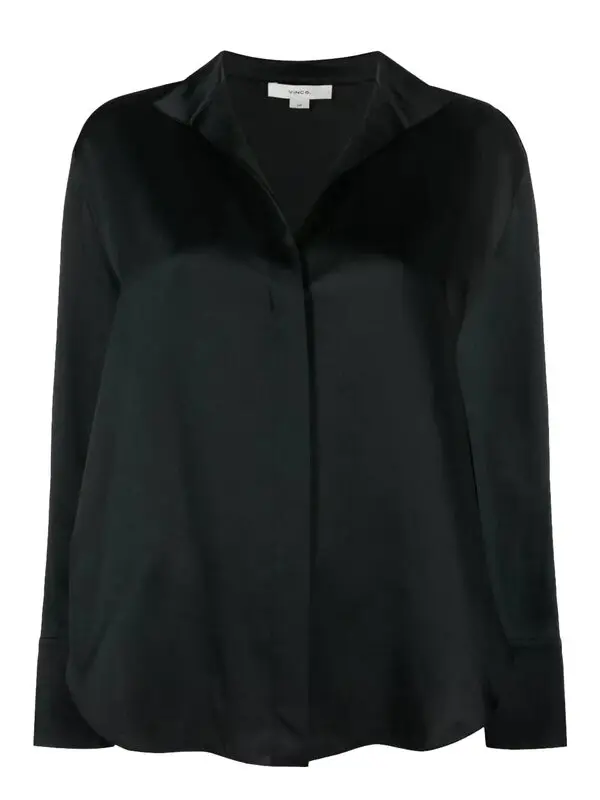 Vince Long-sleeved Silk Shirt - Black