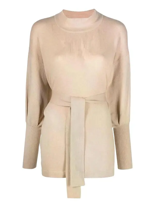 Fabiana Filippi Belted Puff Sleeve Jumper - Neutrals