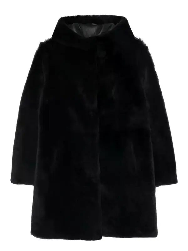 ARMA Shearling Coat With Hood - Black