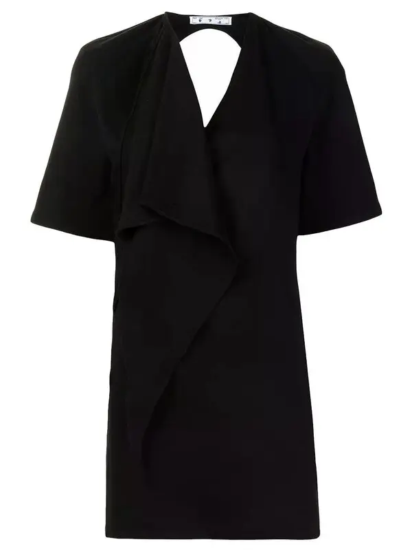 Off-White Short-sleeve Backless Dress - Black