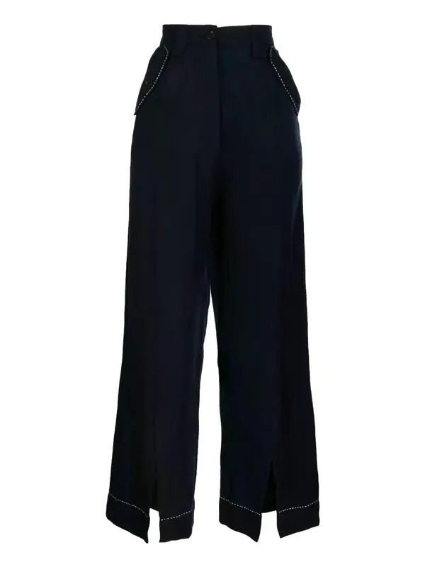 LOVEBIRDS Wide-leg Cropped Trousers - Blue