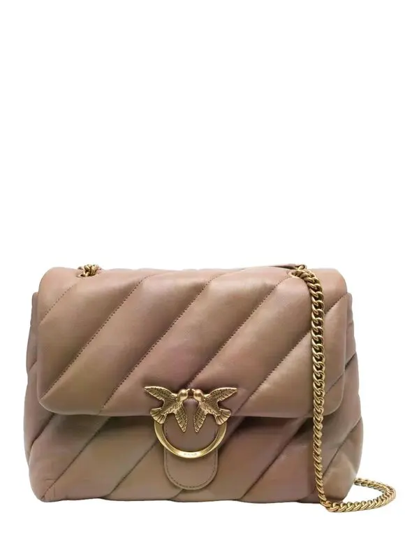 Pinko Love Big Puff Leather Shoulder Bag - Neutrals