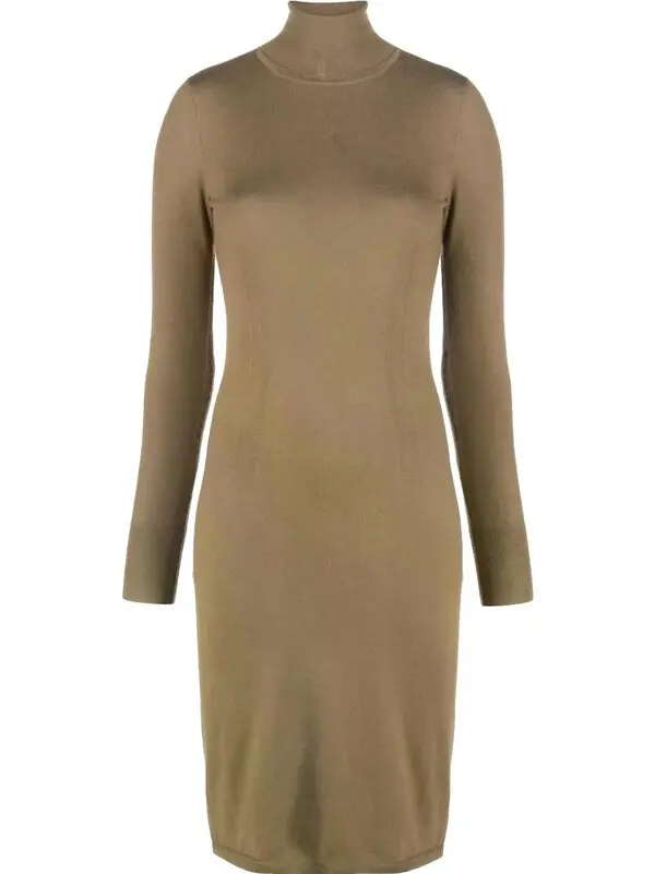 JOSEPH Roll-neck Knitted Midi Dress - Brown