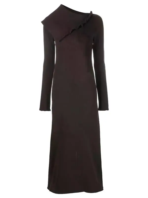 JIL SANDER Asymmetric Collar Maxi Dress - Brown