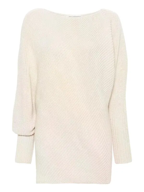 Philosophy Di Lorenzo Serafini Asymmetric Ribbed Knit Sweater - Neutrals