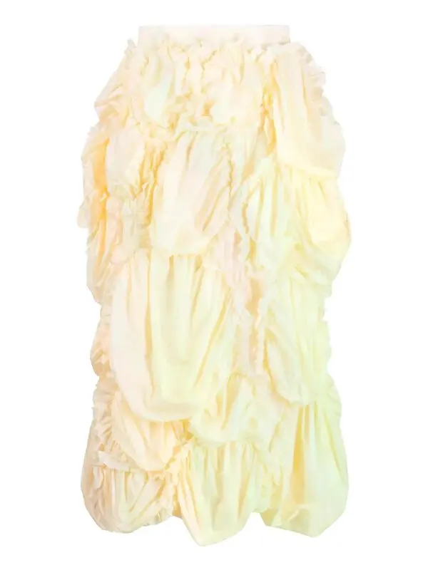 ENFOLD High-waisted Ruffled Midi Skirt - Neutrals