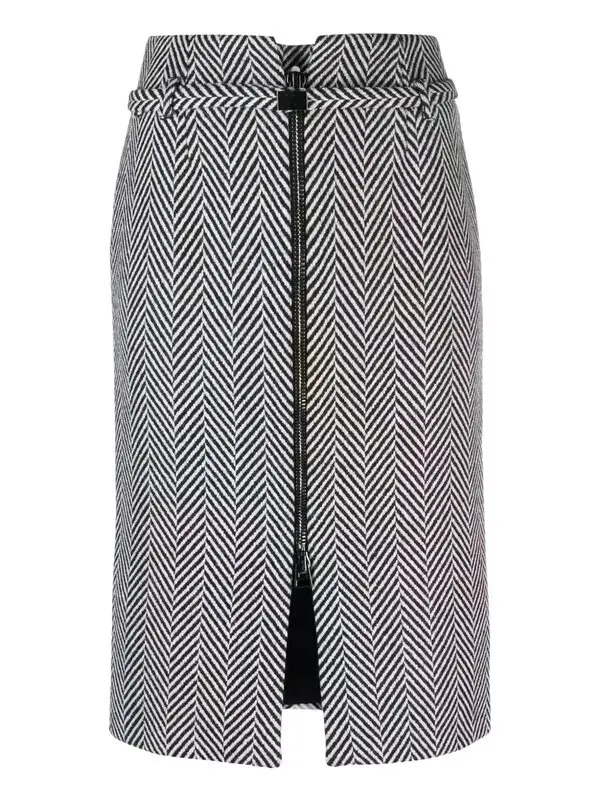 TOM FORD Chevron-pattern Midi Pencil Skirt - Black
