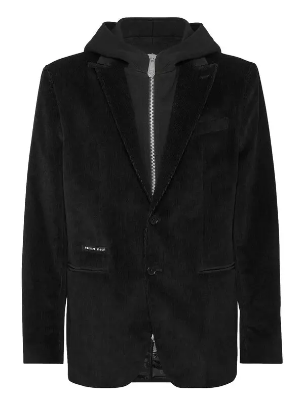 Philipp Plein Velvet Hooded Blazer - Black