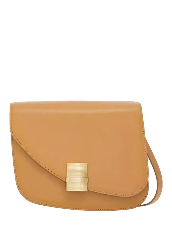 FERRAGAMO Asymmetric Leather Crossbody Bag - Brown