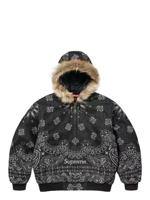 Supreme Bandana-jacquard Denim Jacket - Black