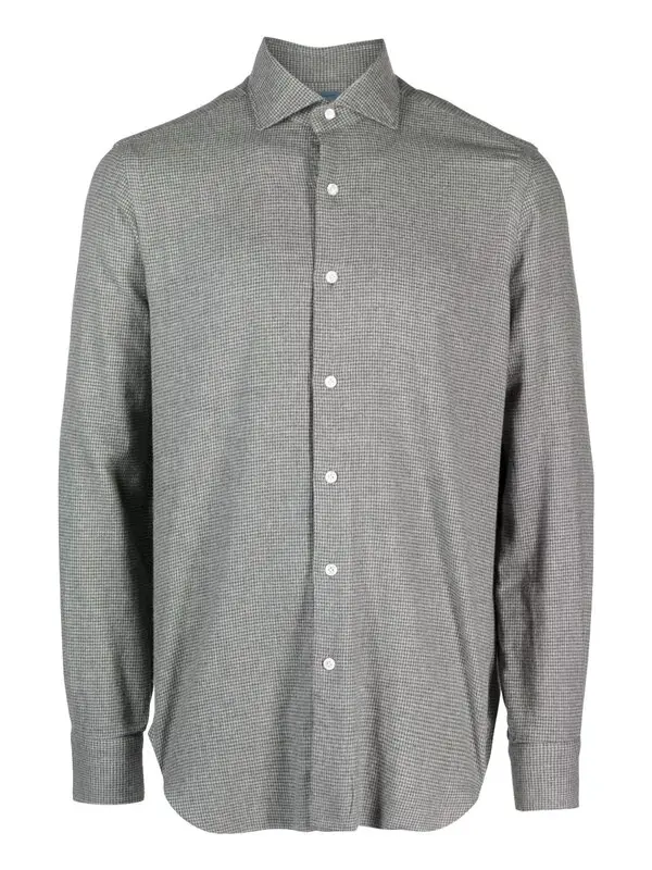 BARBA NAPOLI Check-print Cotton Shirt - Grey