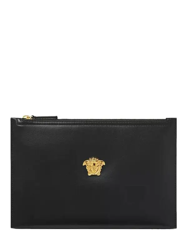 Versace La Medusa Leather Clutch Bag - Black