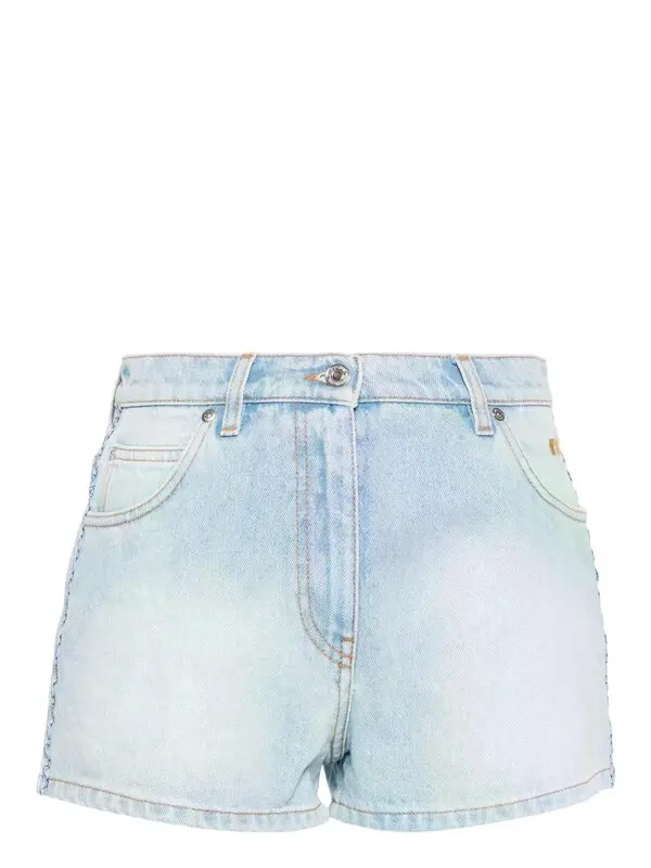MSGM Logo-embroidered Denim Shorts - Blue