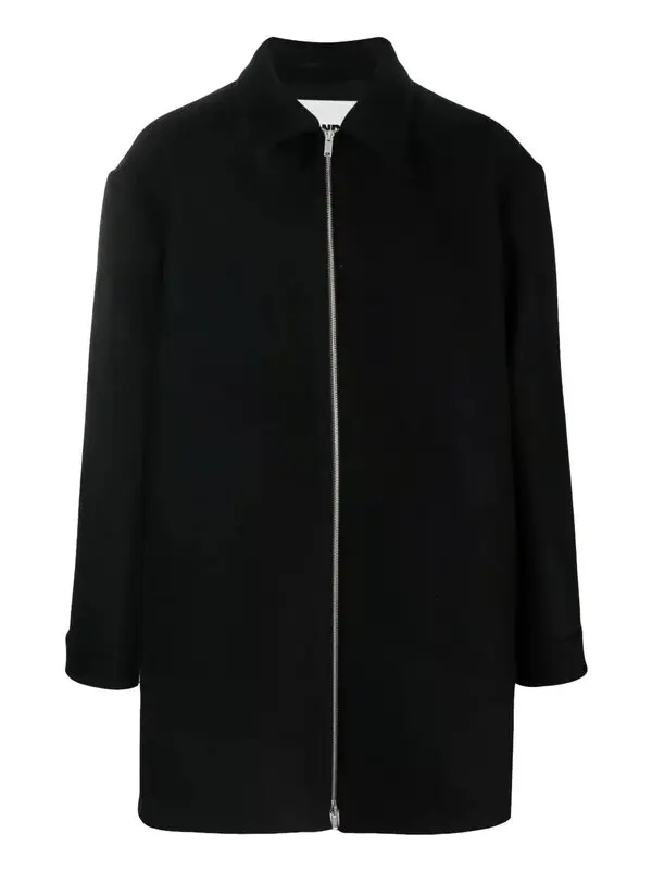 JIL SANDER Zip-up Wool Coat - Blue