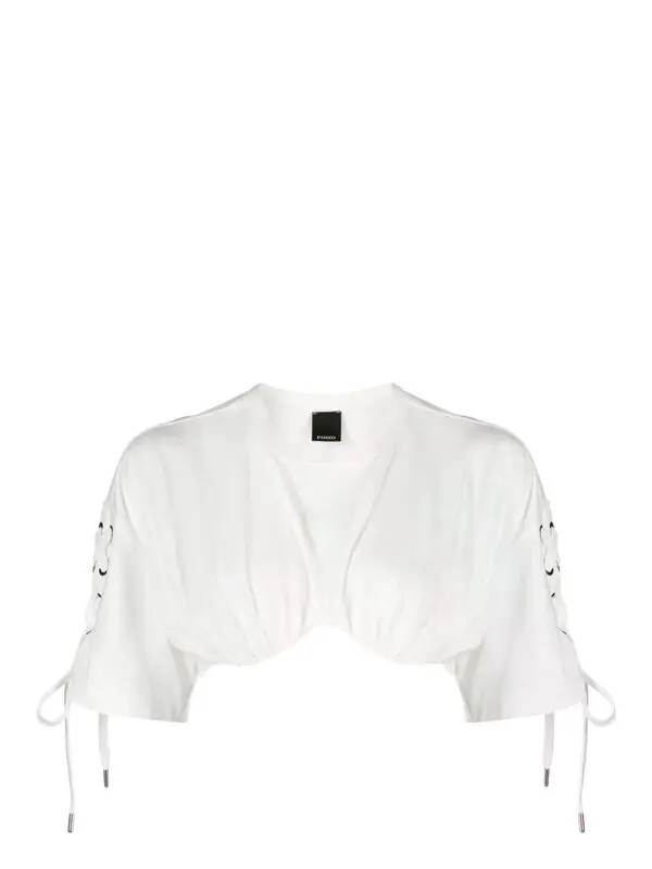 Pinko Lace-up Cropped T-shirt - White
