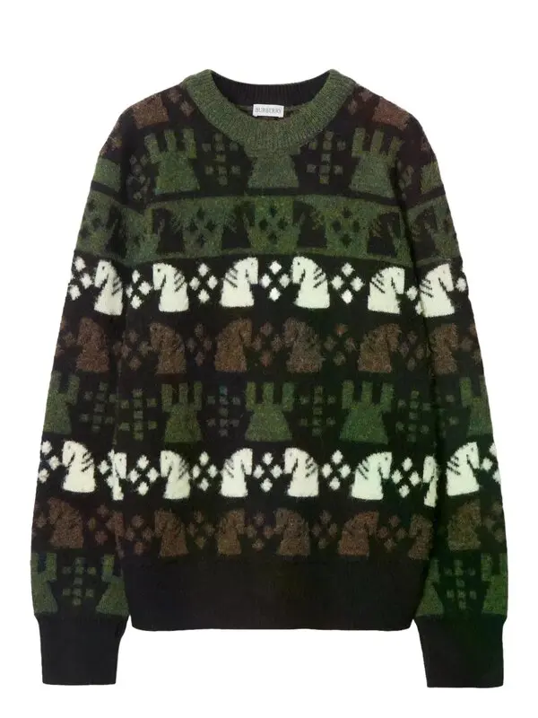 Burberry Chess Wool-blend Jumper - Black