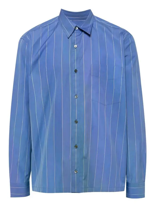 Paul Smith Vetical-stripe Print Cotton Shirt - Blue