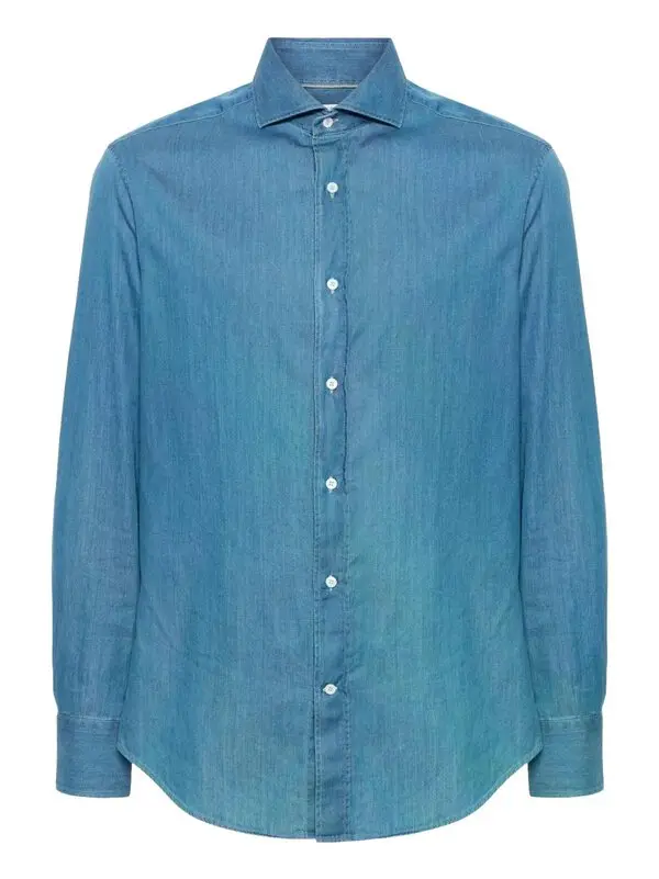 Brunello Cucinelli Long-sleeve Cotton Shirt - Blue