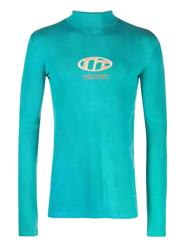 Martine Rose Logo-print High-neck Jumper - Blue