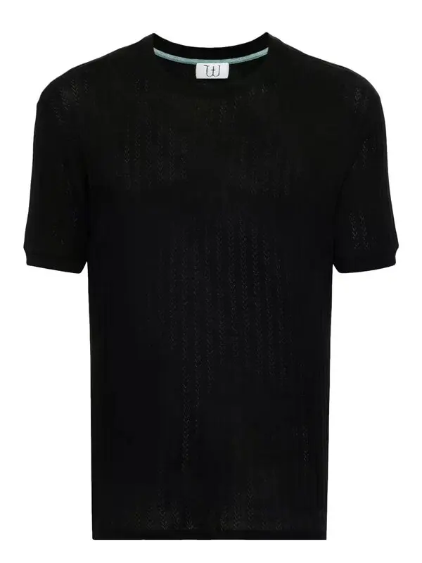 WINNIE N.Y.C Pointelle-knit Cotton T-shirt - Black
