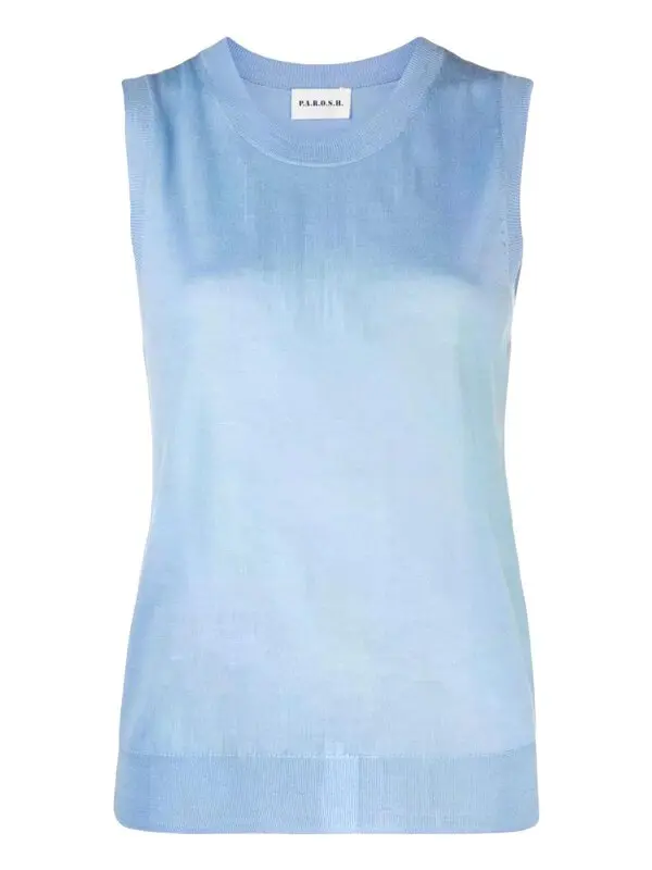 P.a.r.o.s.h Crew-neck Fine-knit Tank Top - Blue