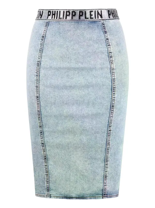 Philipp Plein Stones Denim Skirt - Blue