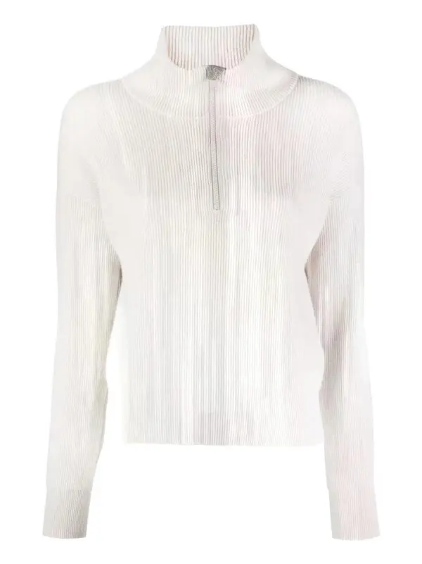 Brunello Cucinelli Half-zip Cashmere Jumper - Neutrals