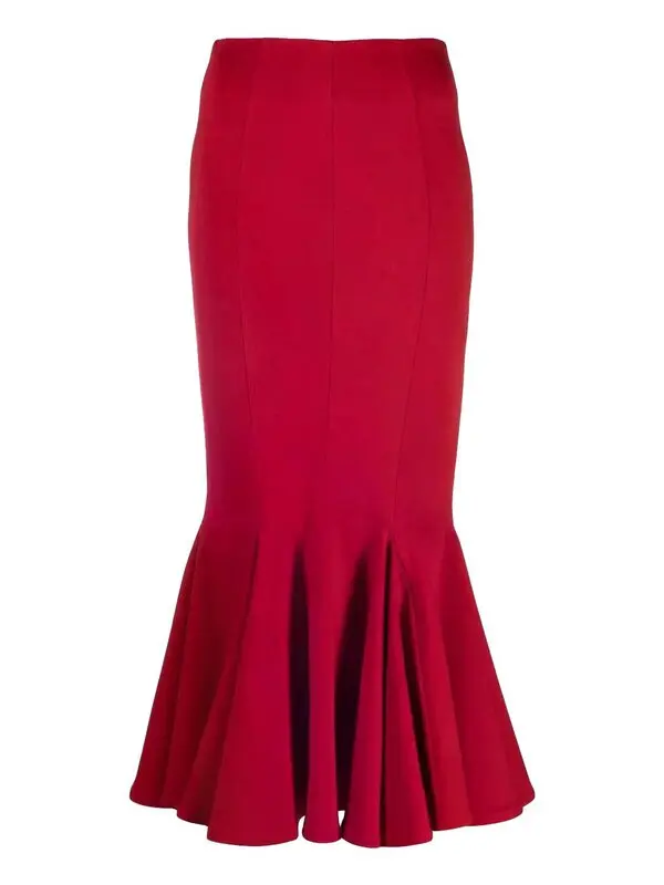 Attico Flared Hem Midi Skirt - Red